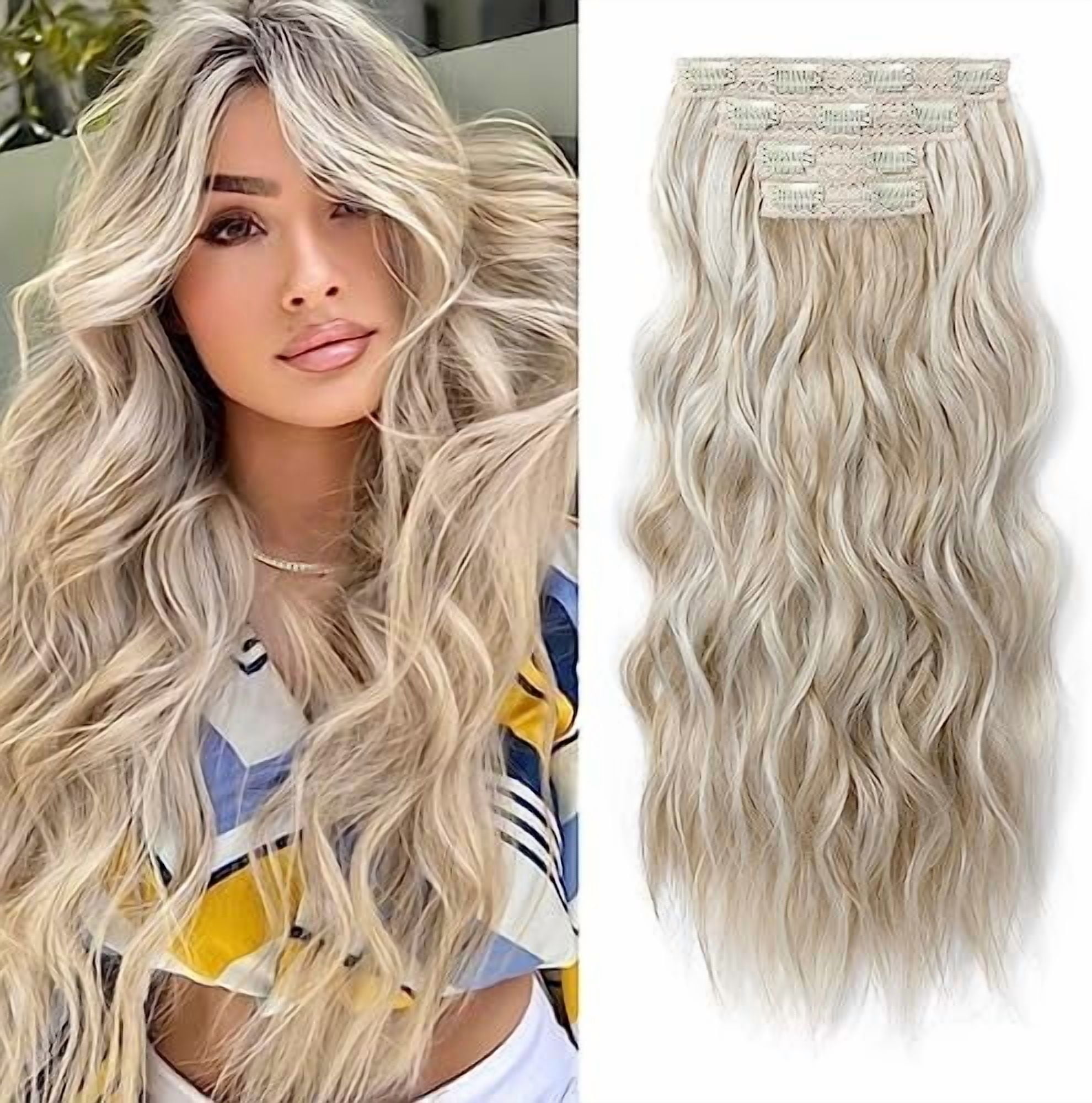 Clip in Hair Extensions, 4 count Blonde Hair Extensions 24" Thick Long ...