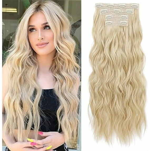 Clip in Hair Extensions, 4 count Blonde Hair Extensions 24" Thick Long ...