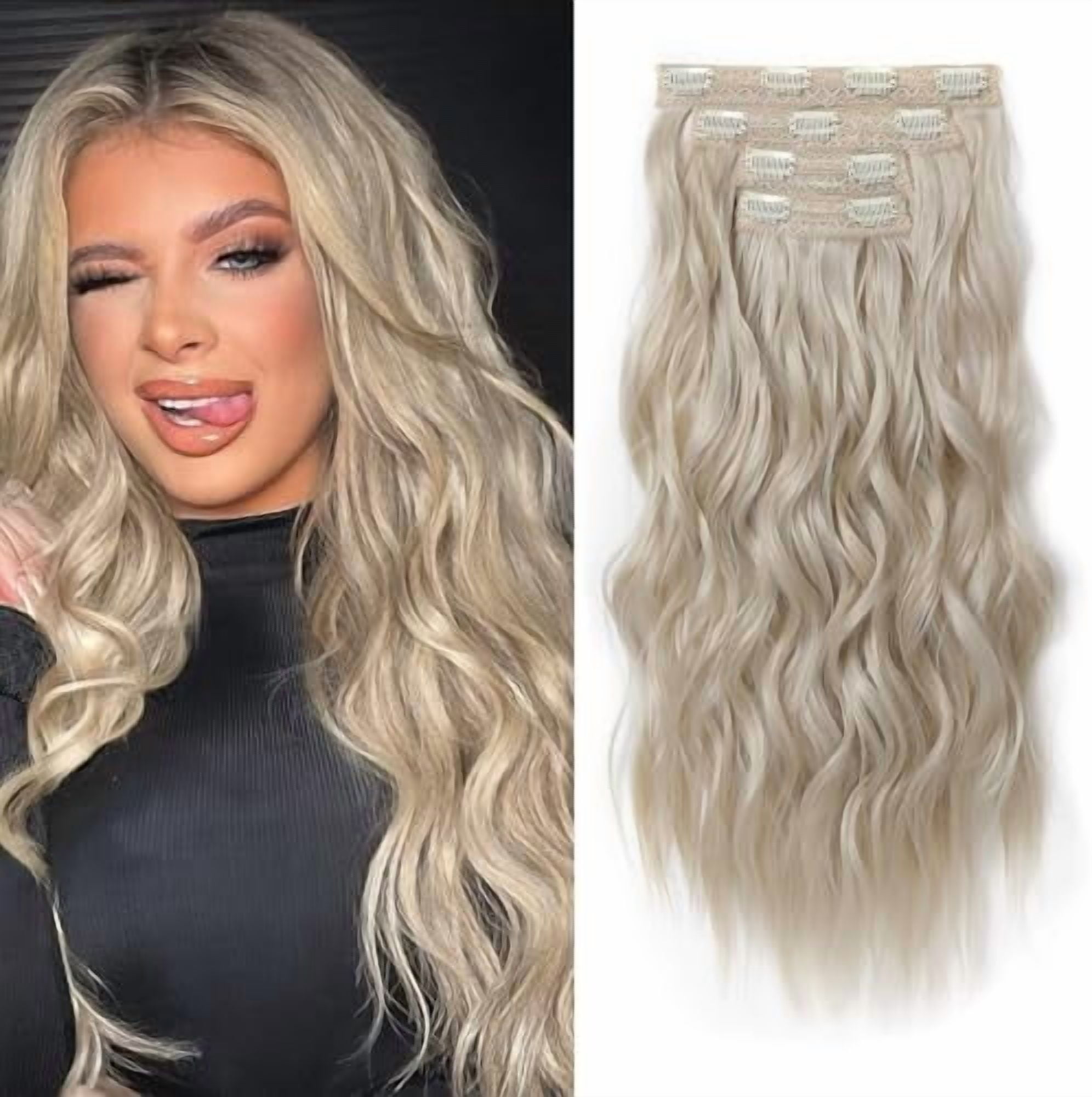 Clip in Hair Extensions, 4 count Blonde Hair Extensions 24" Thick Long ...