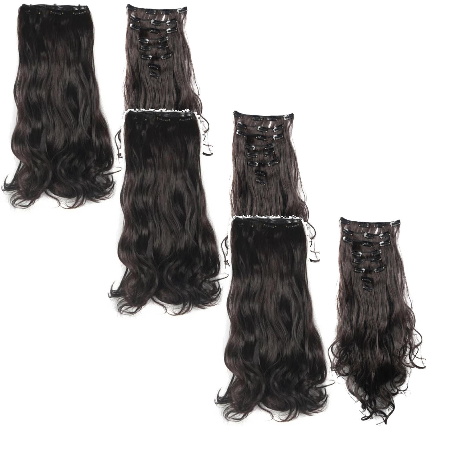 Clip in Hair Extensions for Women - 22 Inch Wavy Curly Full Head ...
