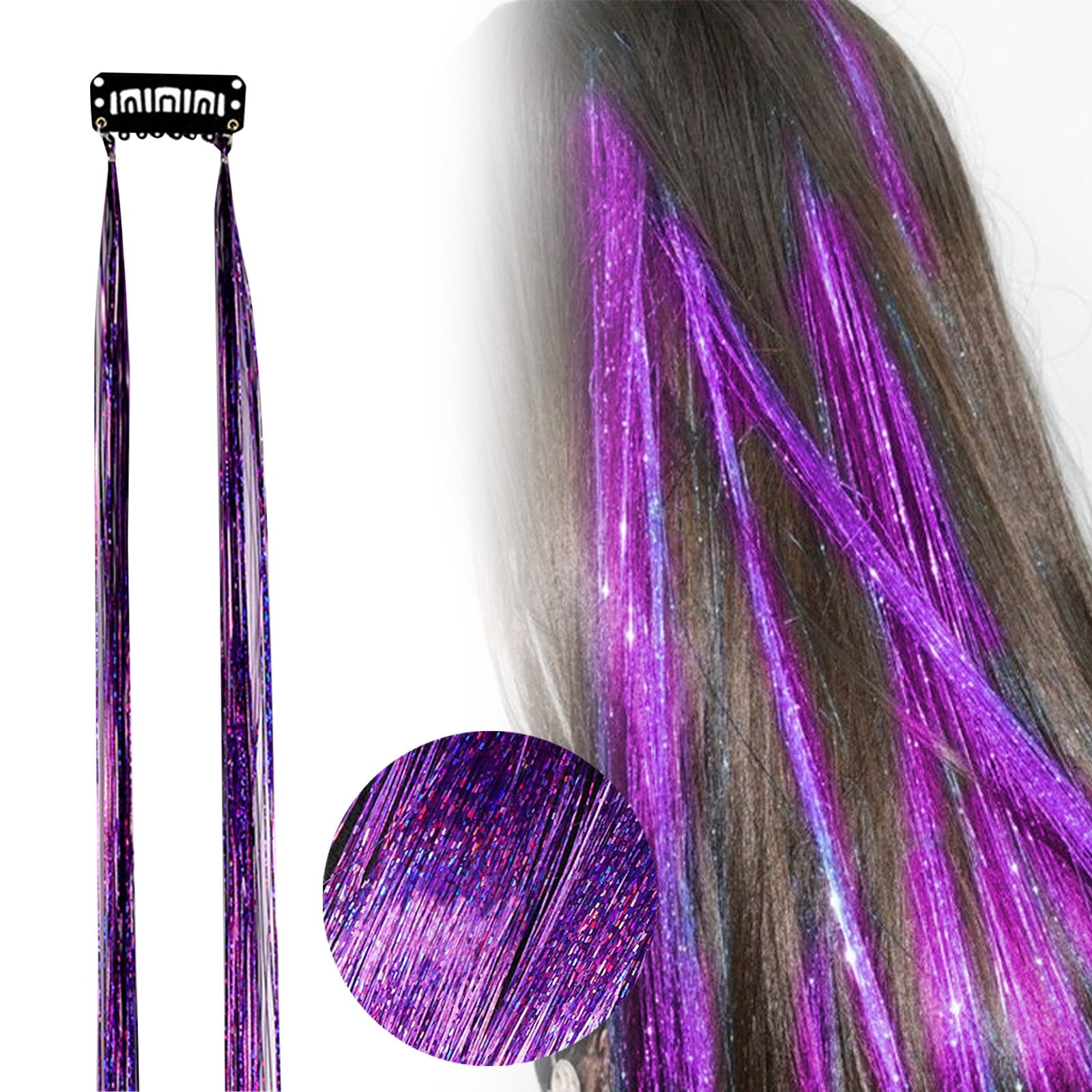 Clip In Hair Tinsel Extensions 19.7 Inch 14 Colors Glitter Hair Clips ...