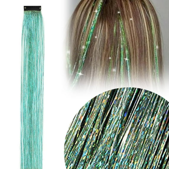 Clip In Hair Tinsel Extensions Glitter Hair Strands Snap Clip Synthetic ...