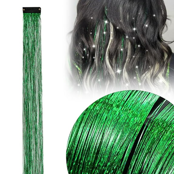 Clip In Hair Tinsel Extensions Glitter Hair Strands Snap Clip Synthetic ...