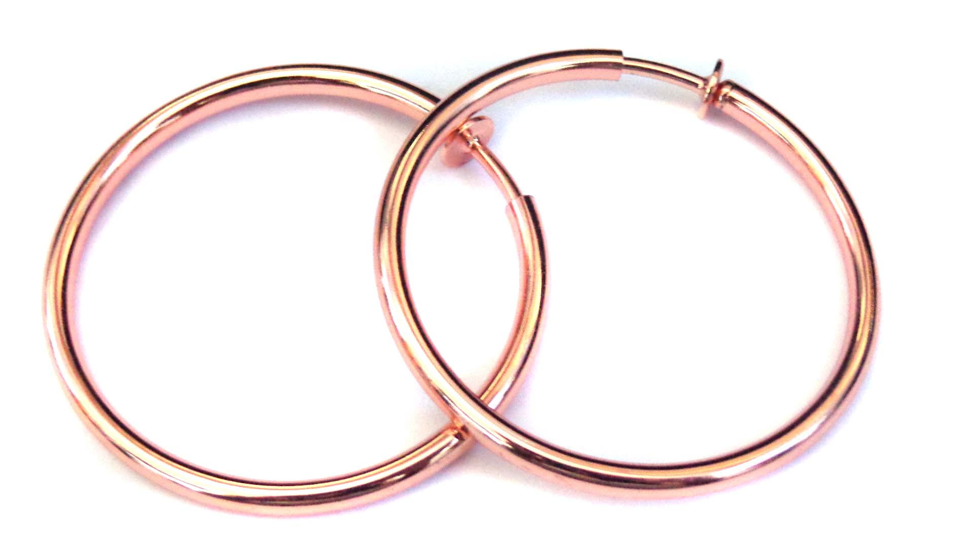 Clip Hoop Earrings Hypo-Allergenic Rose Gold Hoop Earrings Spring Hoops ...