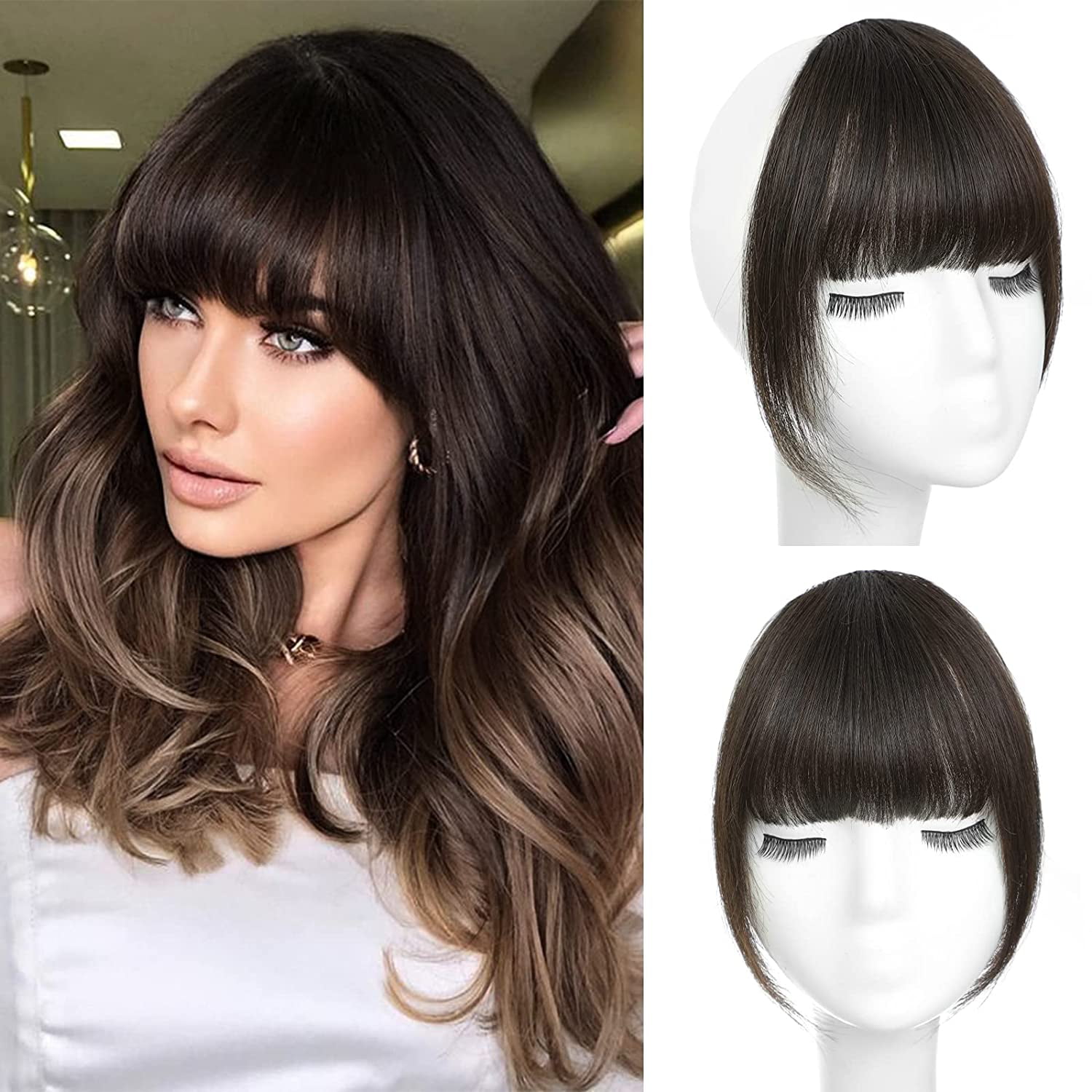 Clip In Bangs 100% Human Hair Bangs Clip In Hair Extensions Clip On ...