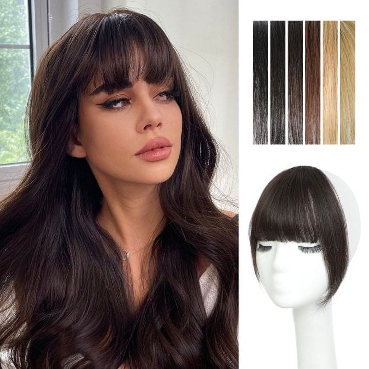 MangoFeel Clip-In Bangs, 100% Human Hair Extensions, French Bangs, Flat ...