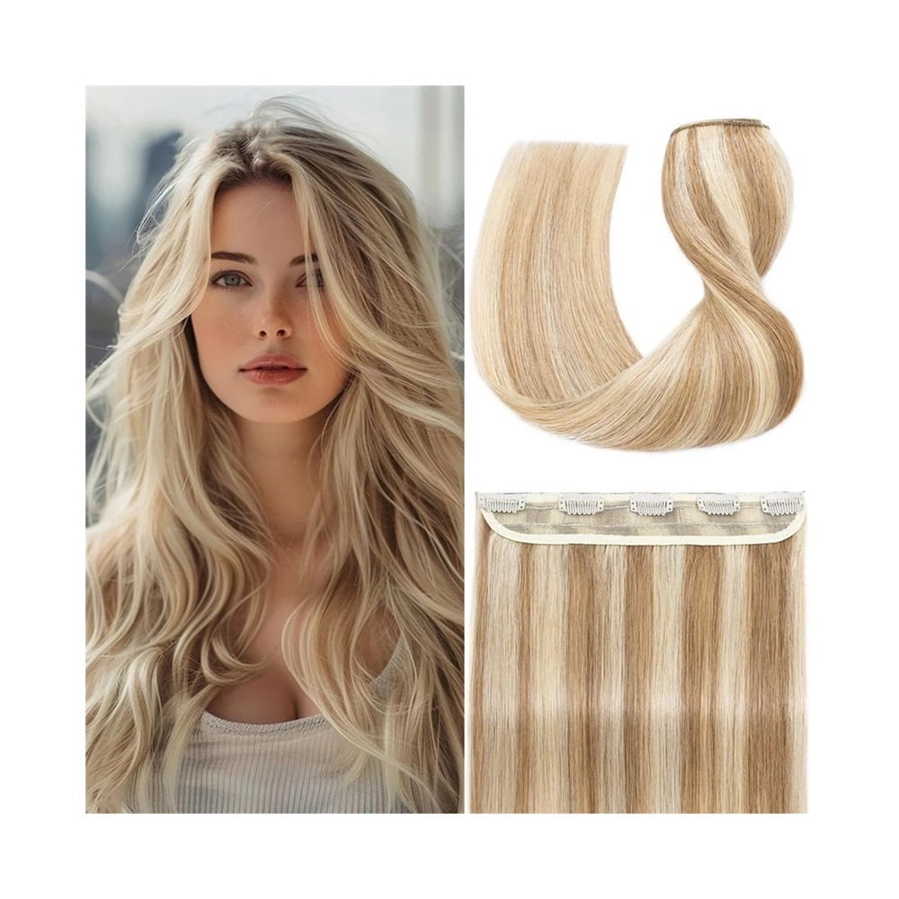 Clip In Extensions 100G Human Hair 5 Clips Straight P8/613 Light Brown ...