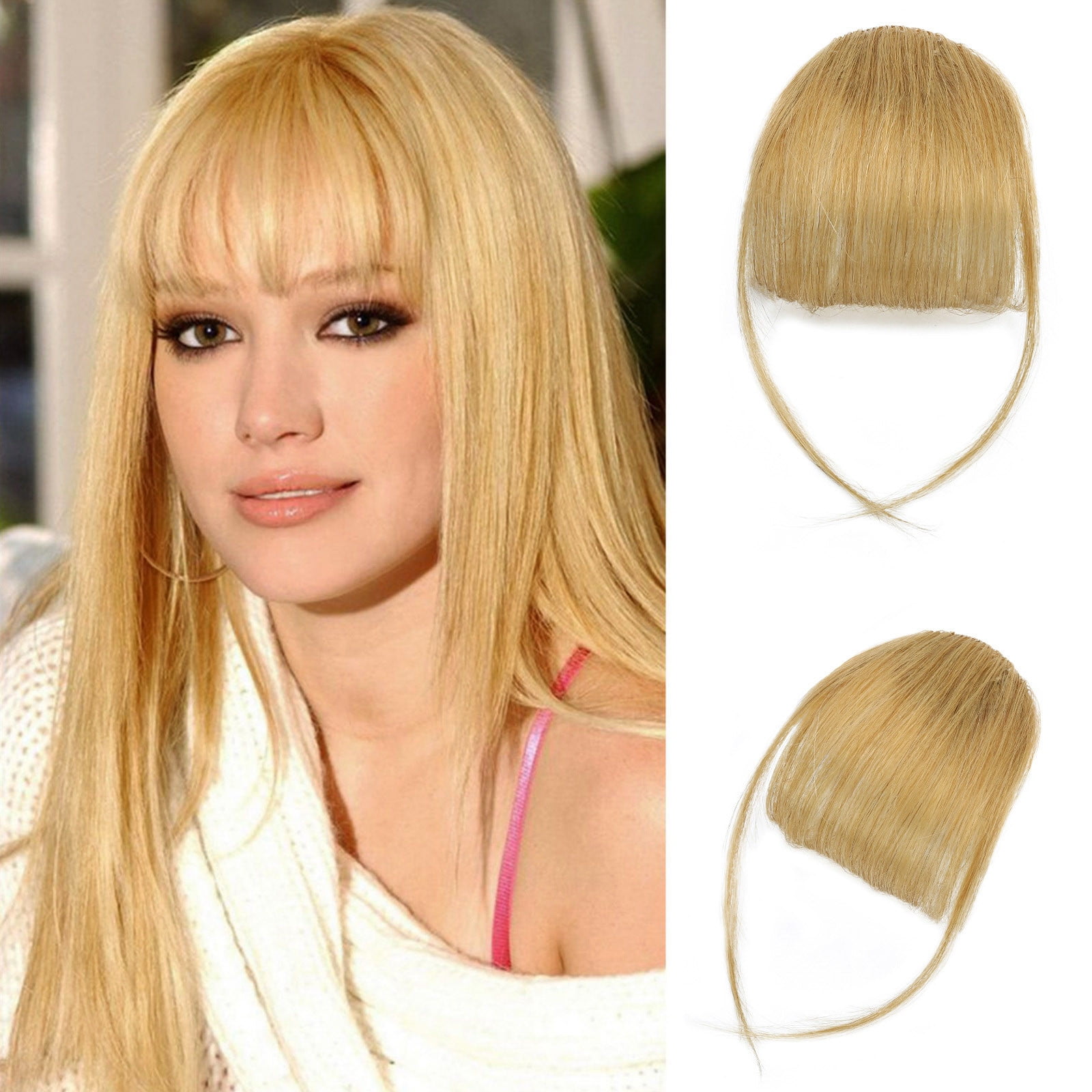Clip In Human Hair Fringe Extension With Secure Attachment For Instant ...