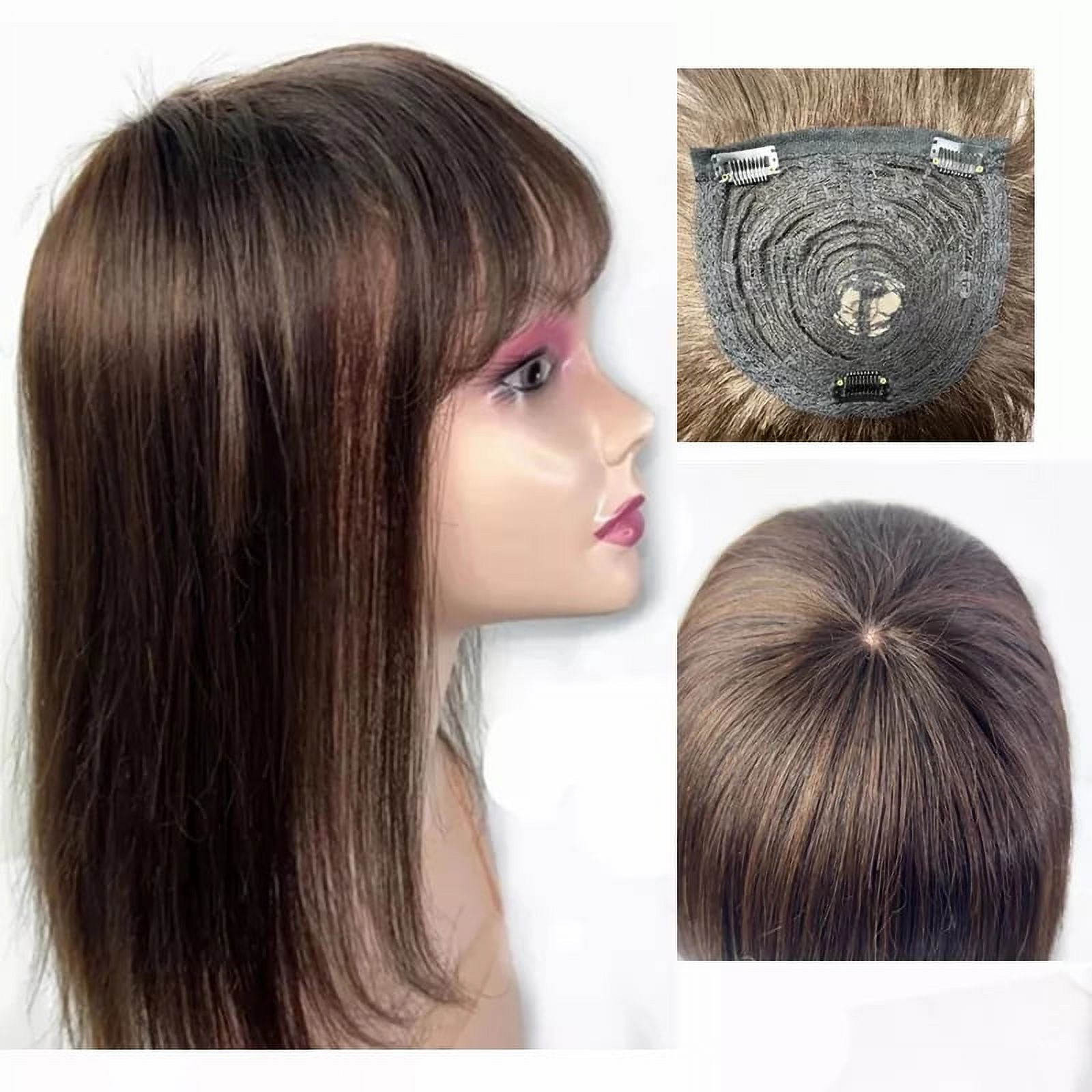 Clip In Human Hair Toppers Fringe Hair Bangs 10 14 inch Black Brown ...