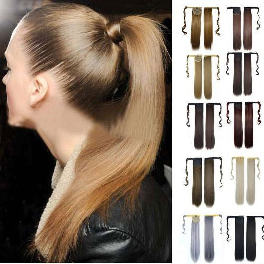 Clip-In Ponytail Extension - 60cm Straight, Black - Walmart.com