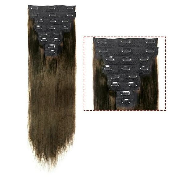 Clip Ins Straight Human Hair Extensions 8pcs 10A Brazilian Virgin Human ...