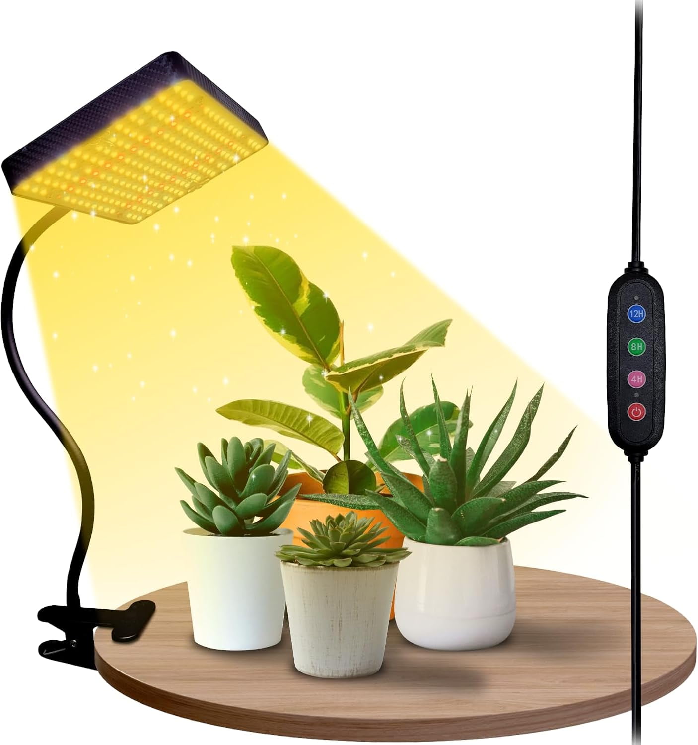Clip On LED Grow Light for Indoor Plants Full Spectrum w/Warm, White ...