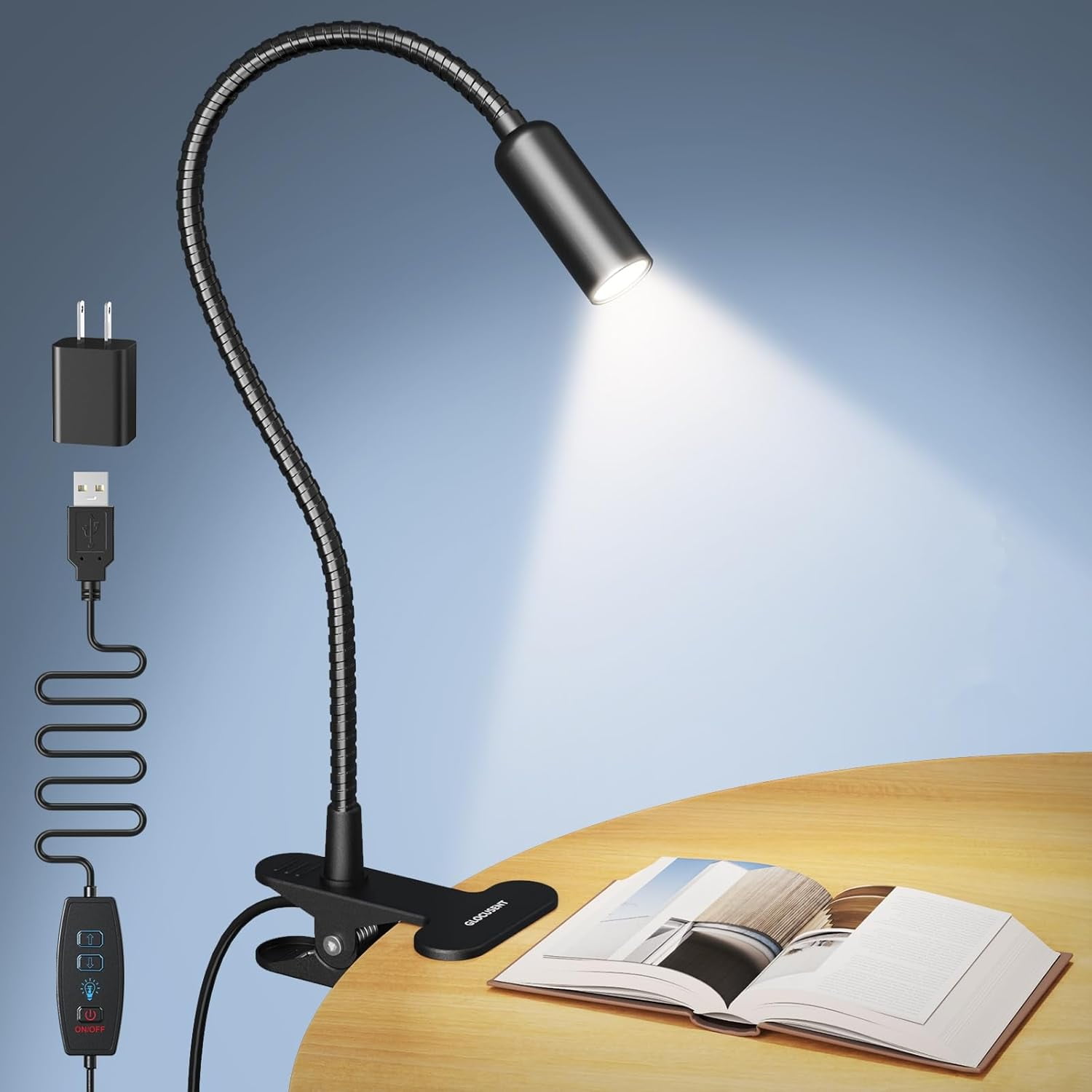 Clip on Light: 10 Brightness Levels from 20 to 180LM LED Reading Light ...