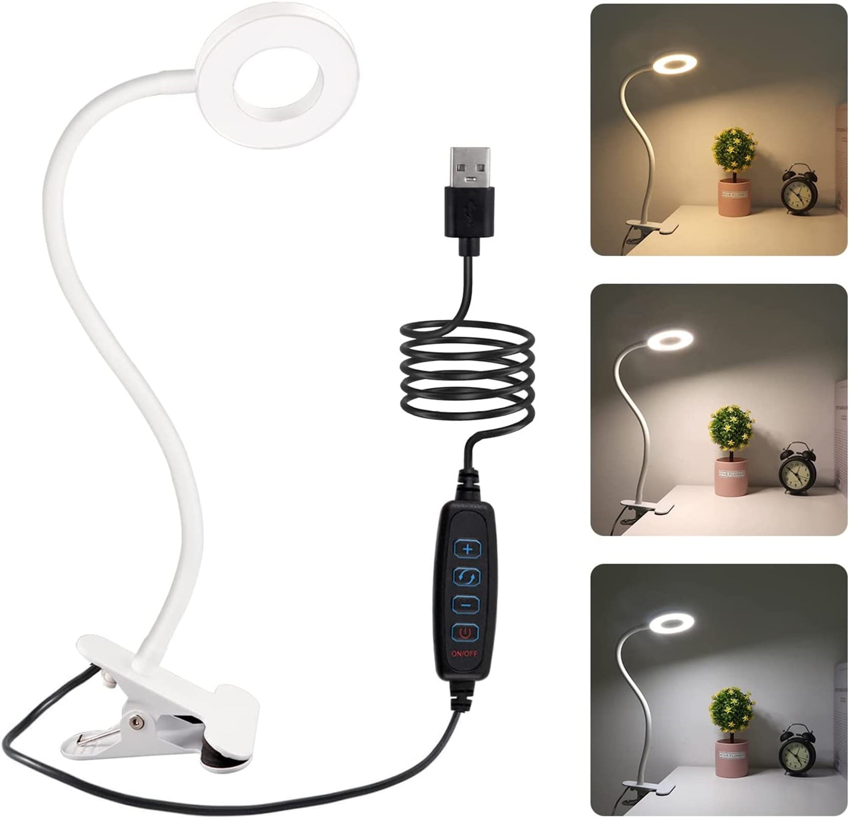 Clip on Light Reading Lights , 48 LED USB Desk Lamp with 3 Color Modes ...