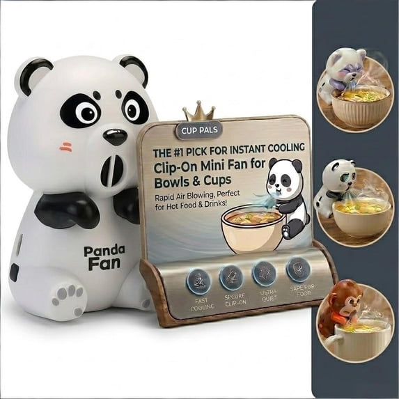 Clip On Mini Fan for Cup and Bowl, Rechargeable Monkey Panda Cat Shaped ...