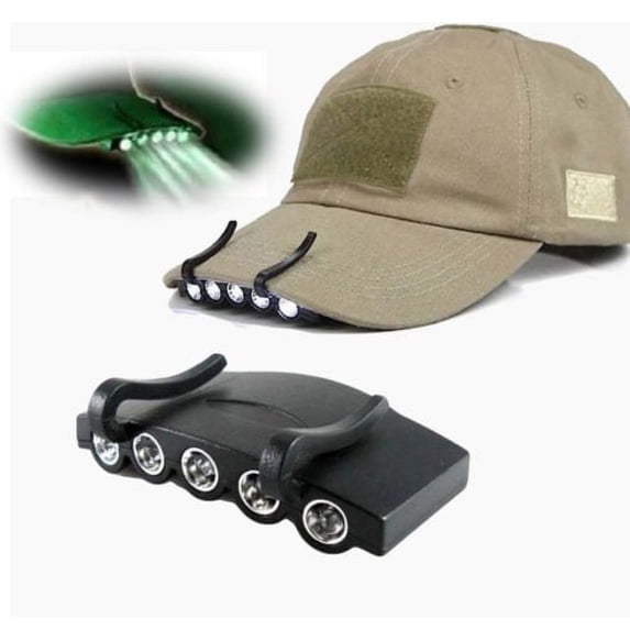 Clip-On 5 LED Head Cap Hat Light Headlamp Torch Flashlight Fishing ...