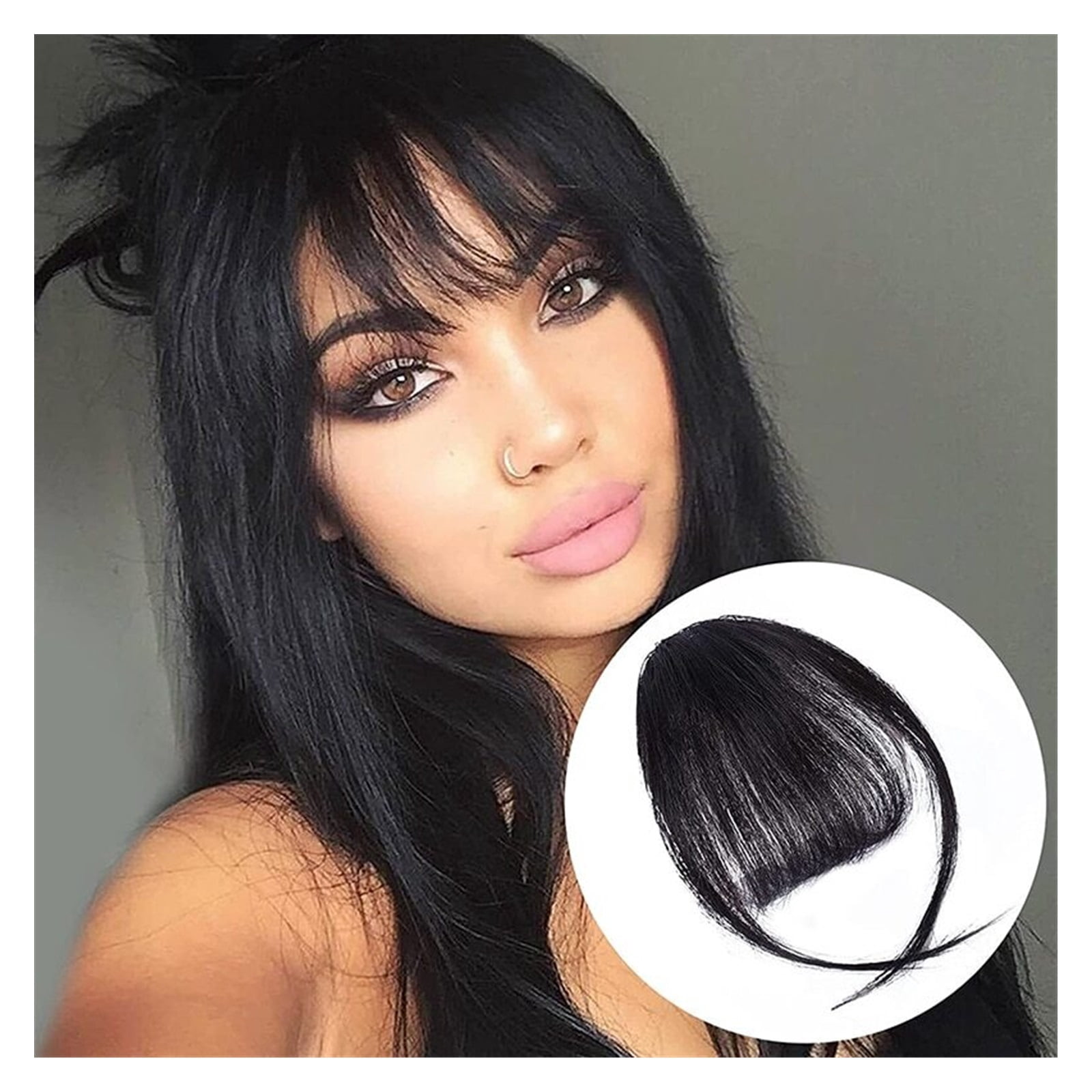 Clip-On Bangs Extension Hair Wigs for Women - Slim Air Bangs for Daily ...