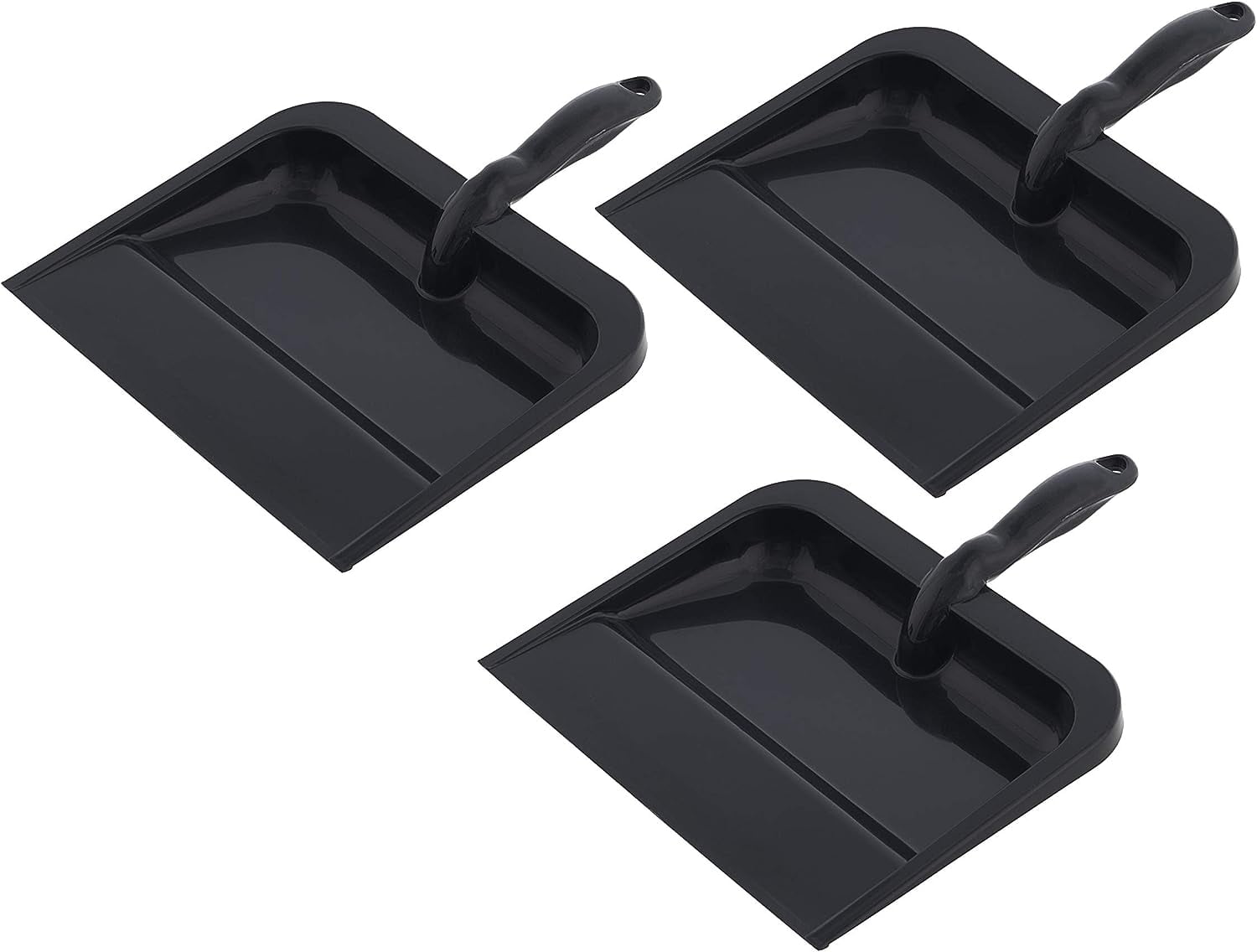 Clip-On Dustpan with Rubber Lip - 10-inch Wide Durable Plastic Dust Pan ...