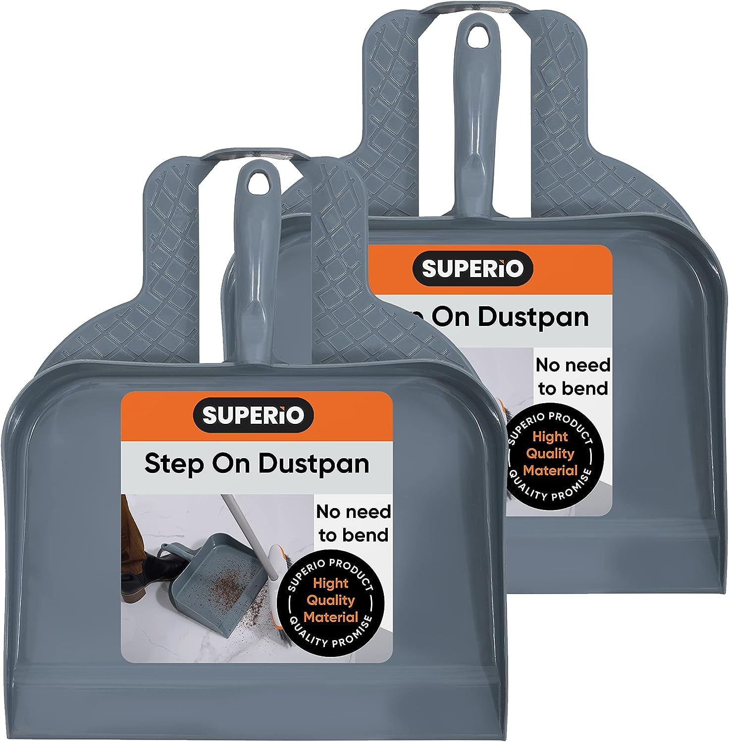 Clip-On Dustpan with Rubber Lip - 10-inch Wide Durable Plastic Dust Pan ...