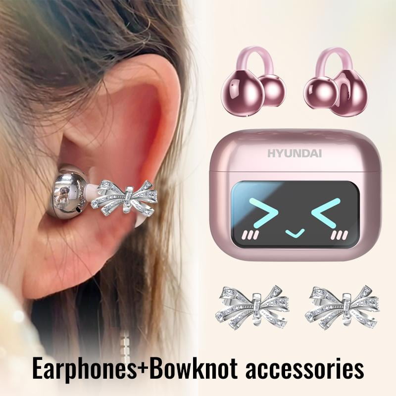 Clip On Ear Headphones with LCD Full Color Touch Screen, Audio Wireless ...
