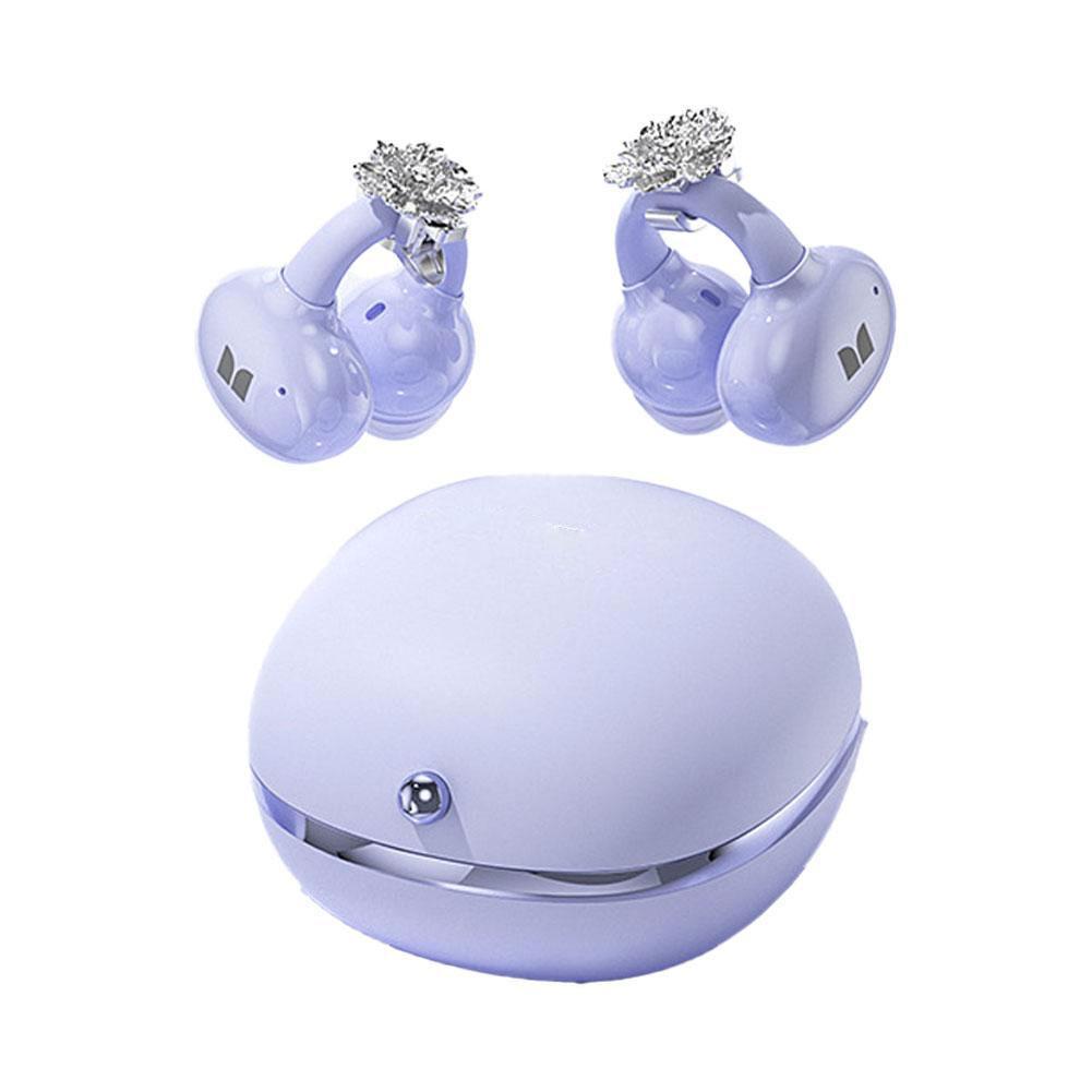 Clip-On Earbuds with Diamond Earrings, Wireless Bluetooth Earphones ...
