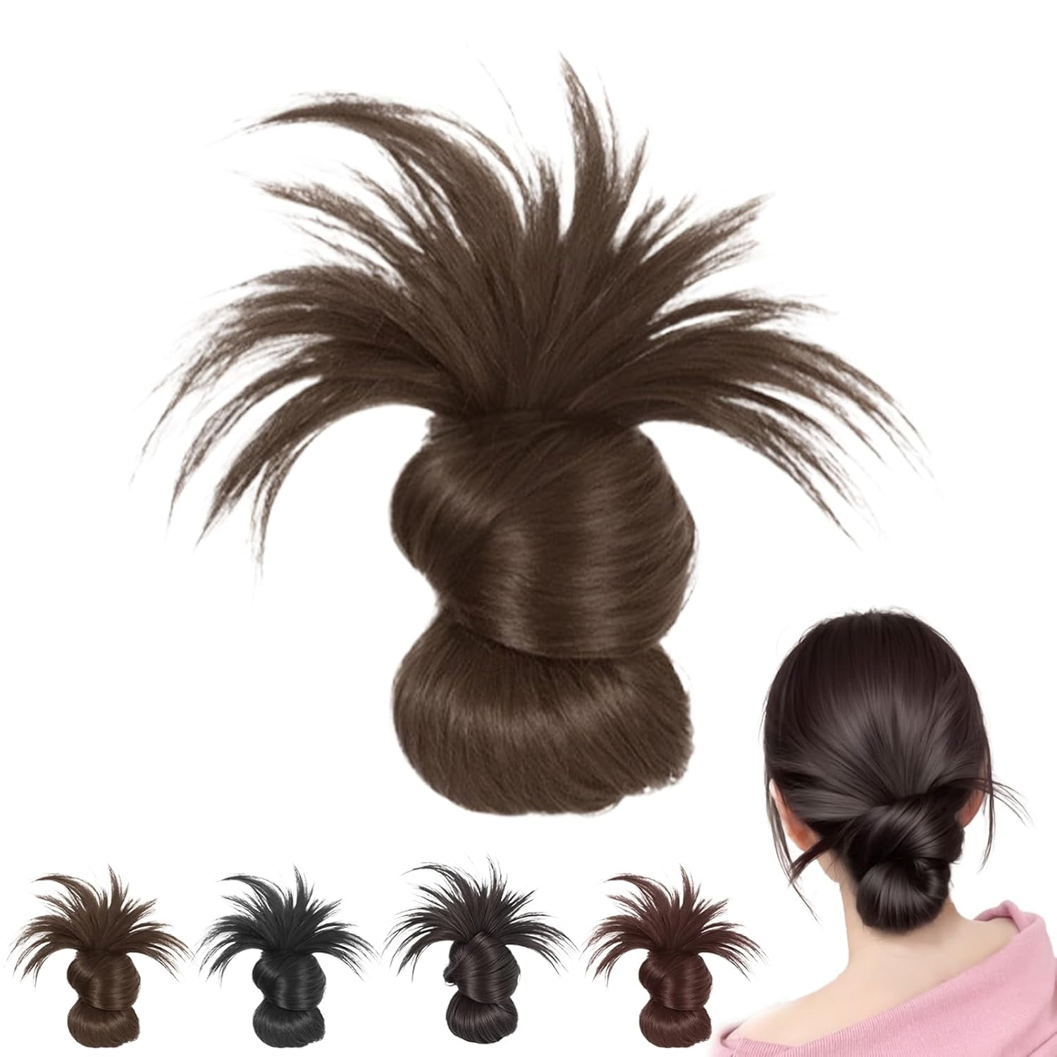 Clip-On Feathered Bun Wig, Hgyugrf Messy Bun Hair Piece, Soft Hairs ...