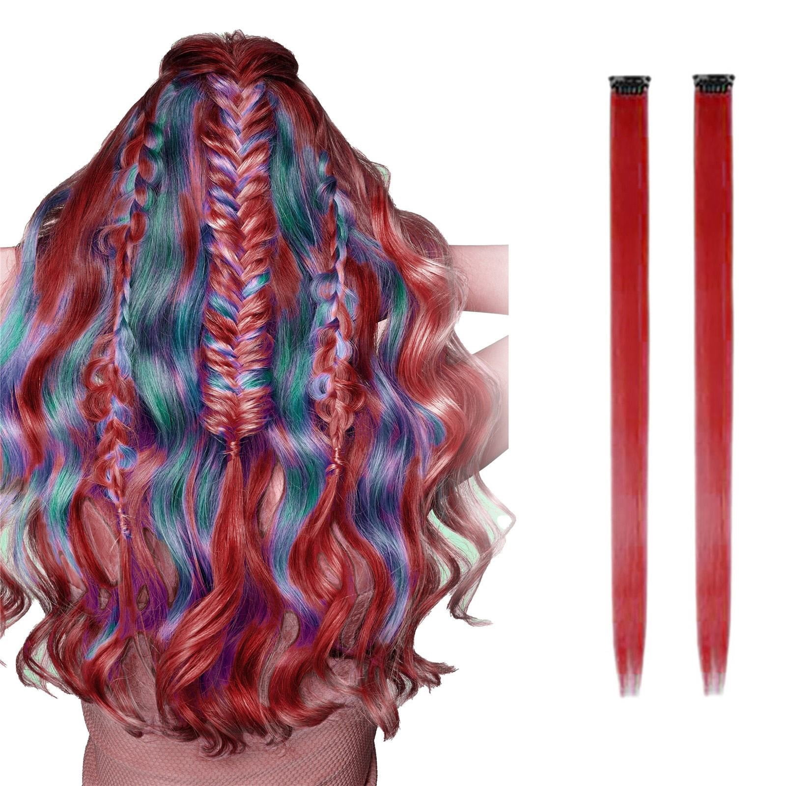 Clip-On Highlight Hair Extensions - 2 Pieces - Fuchsia Pink3# - Color ...