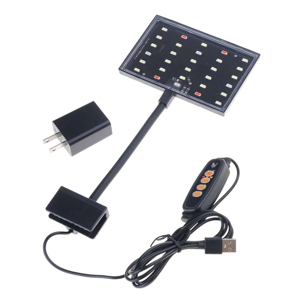 Clip On LED Aquariums Lamp with Timer Fishtanks USB Lamp Color Changes ...
