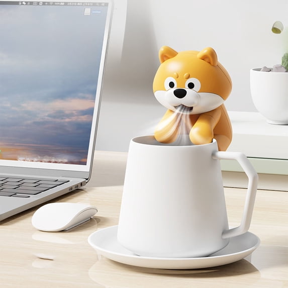 Clip-On Mini Fan for Cup & Bowl,Blowing Dog-Shaped Air-Blowing Cooling ...