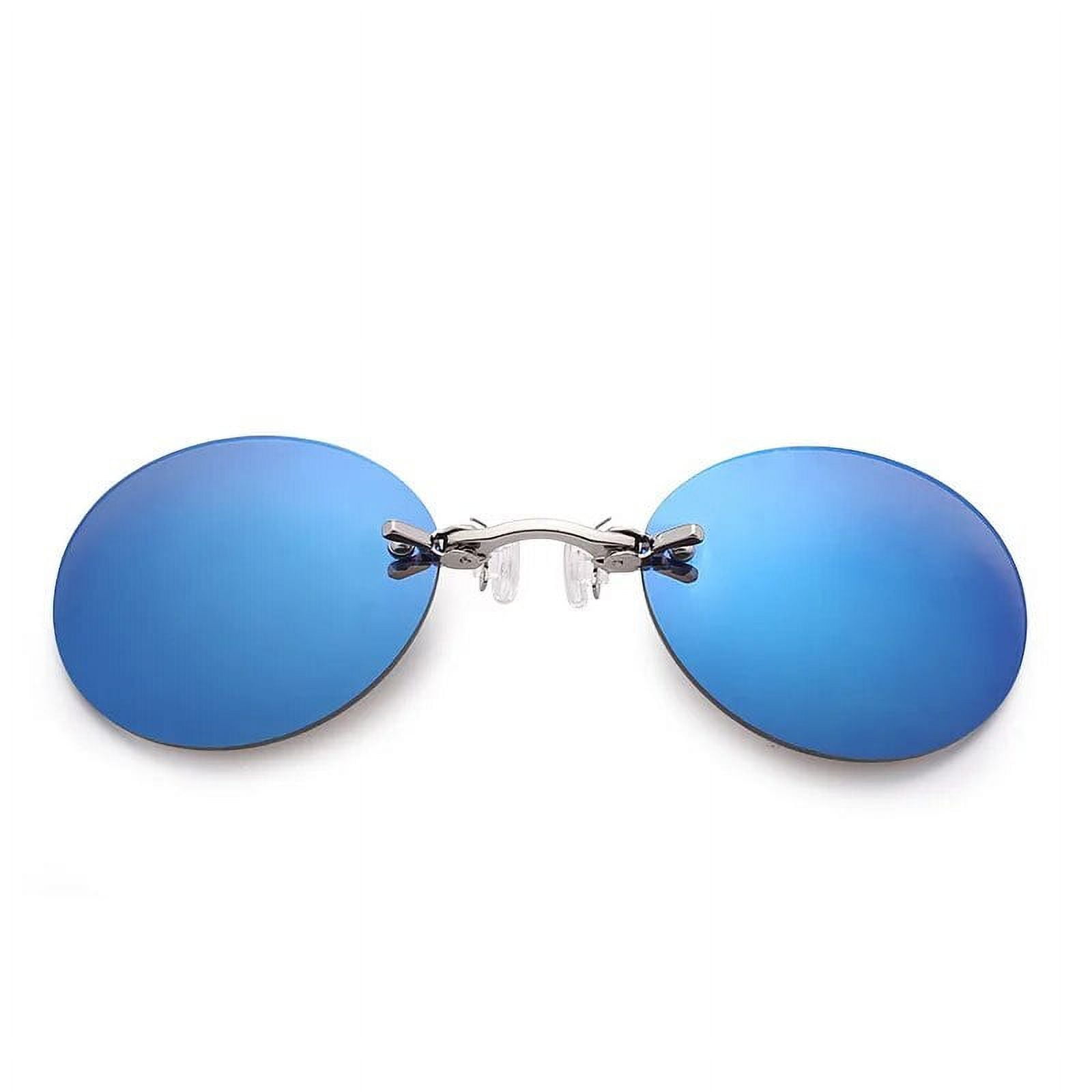 Clip On Nose Glasses Round Rimless Matrix Morpheus Sunglasses Mini ...