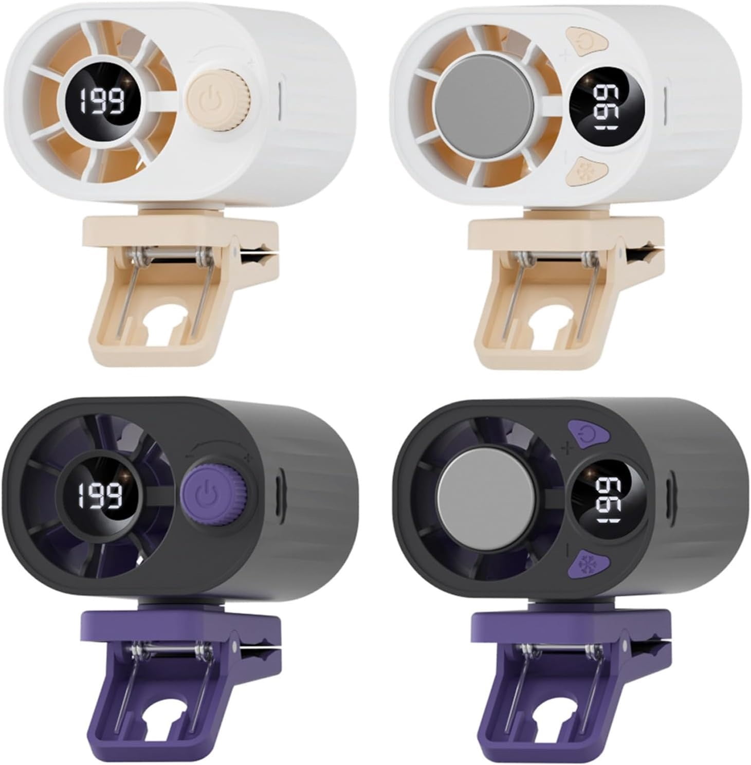 Clip On Portable Fan with Digital Display, USB Rechargeable Mini Fan ...
