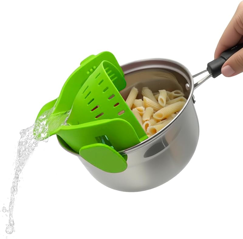Clip On Silicone Pasta Strainer Kitchen Pot Strainer Set with 4 Colors ...