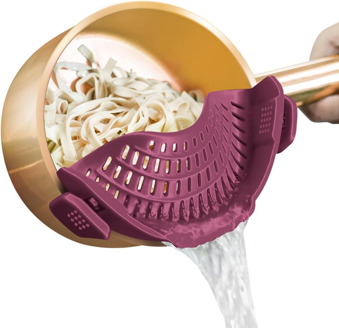 Clip On Strainer Silicone for All Pots and Pans, Pasta Strainer Clip on ...