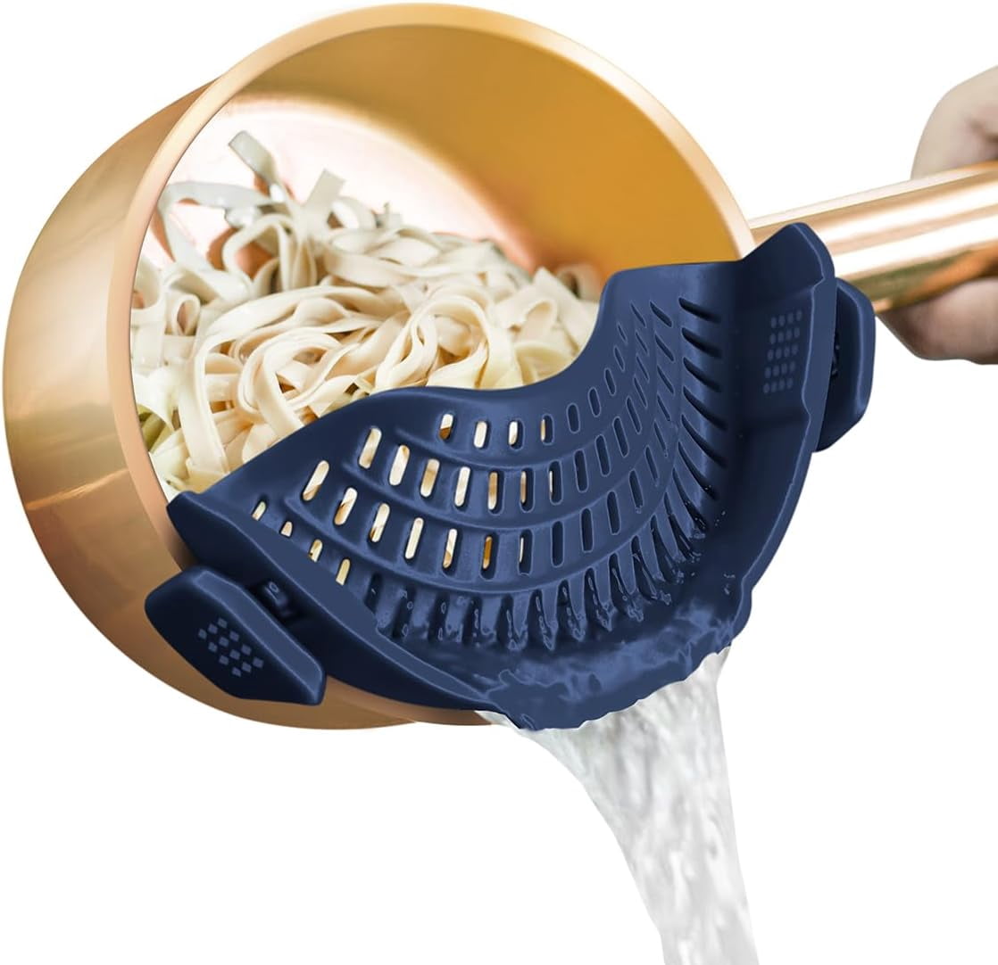 Clip On Strainer Silicone for All Pots and Pans, Pasta Strainer Clip on ...