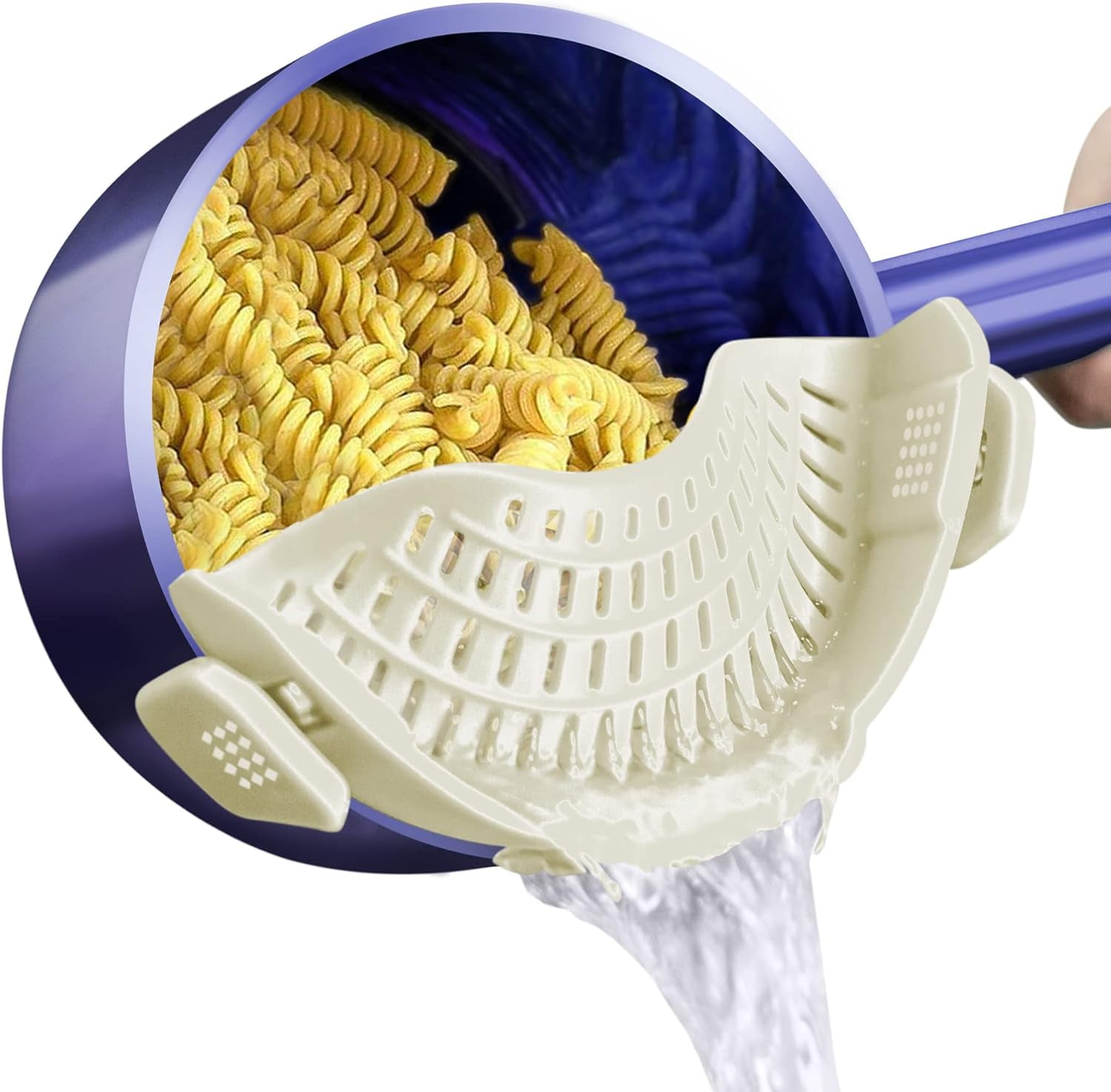 Clip On Strainer Silicone for All Pots and Pans, Pasta Strainer Clip on Food Strainer for Meat ...