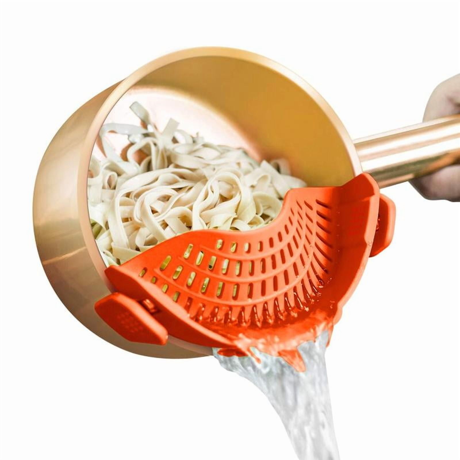 Clip On Strainer Silicone for all Pots and Pans , Pasta Strainer Clip ...