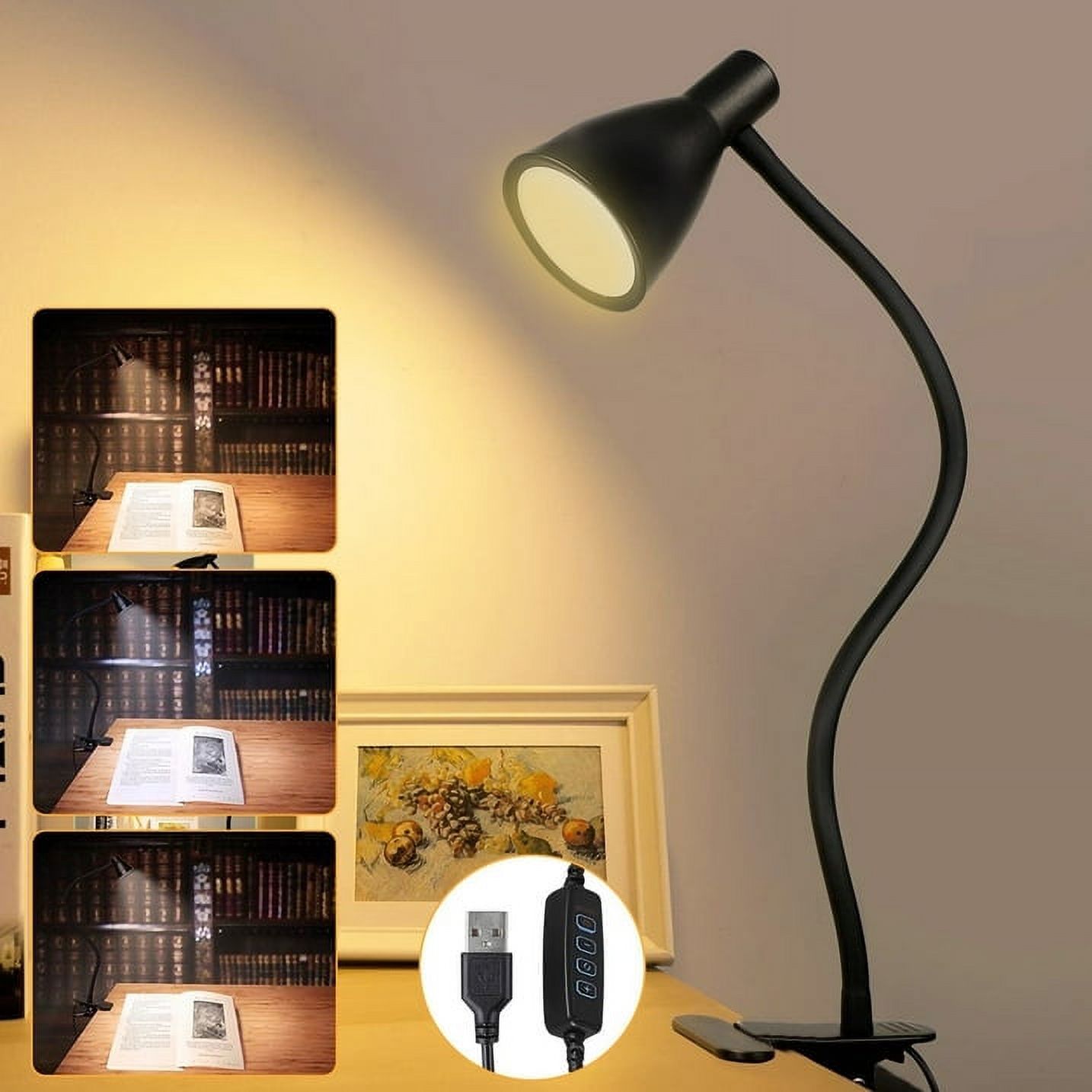Clip-On USB Book Light with 3 Color Modes, Book Lights for Reading at ...