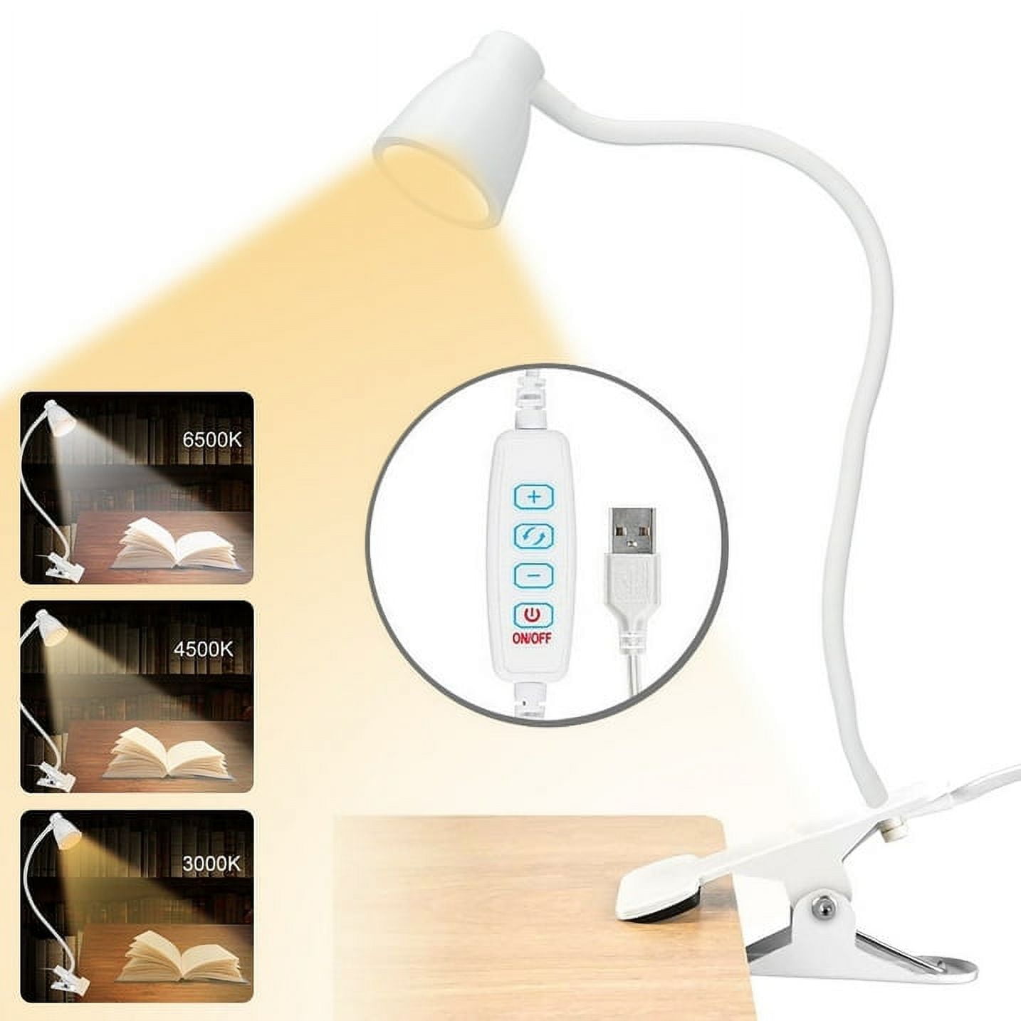 Clip-On USB Book Light with 3 Color Modes, Book Lights for Reading at ...