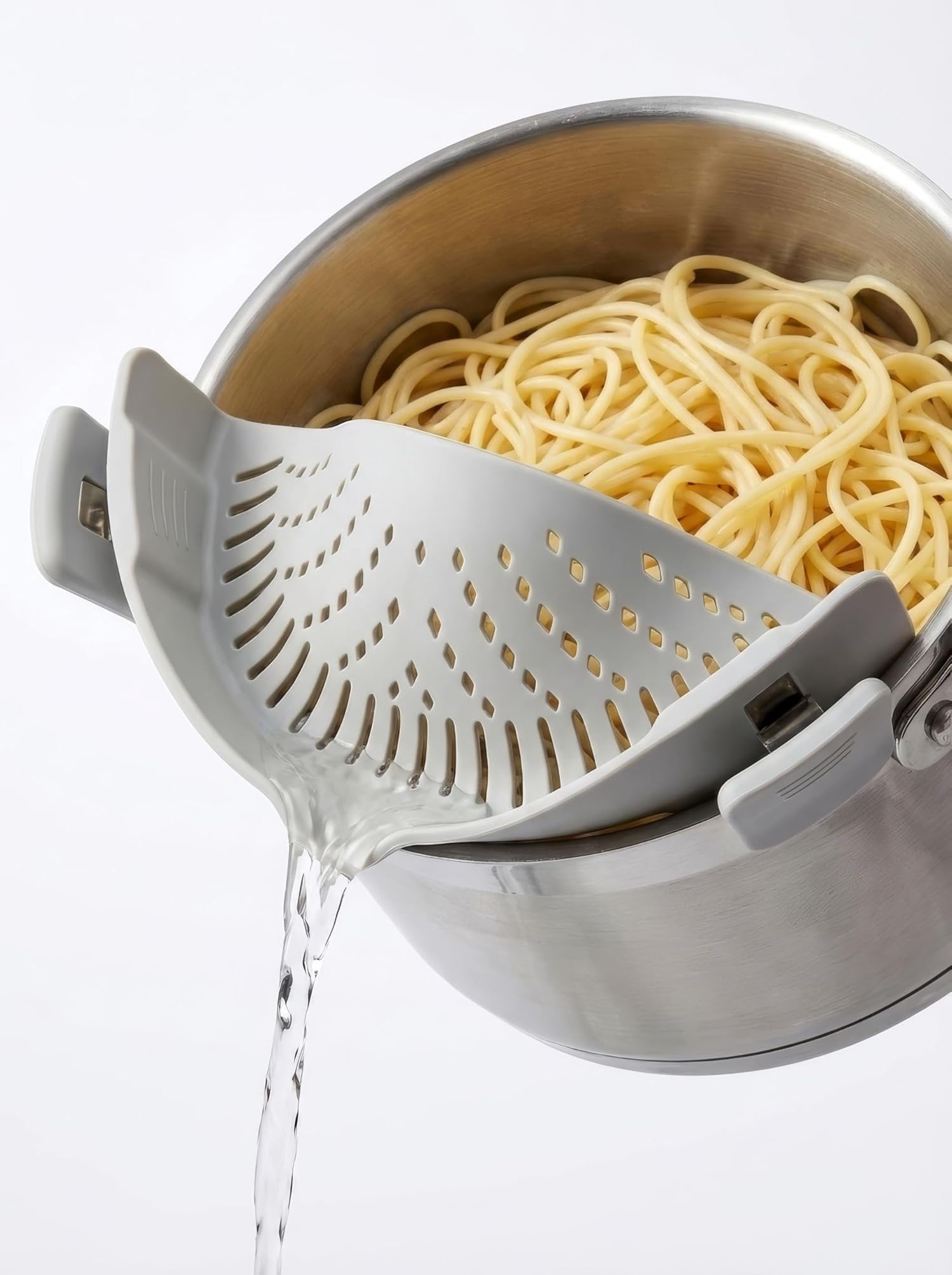 Clip Pasta Strainer Universal Fit for Pots and Bowls Snap Drainer for ...
