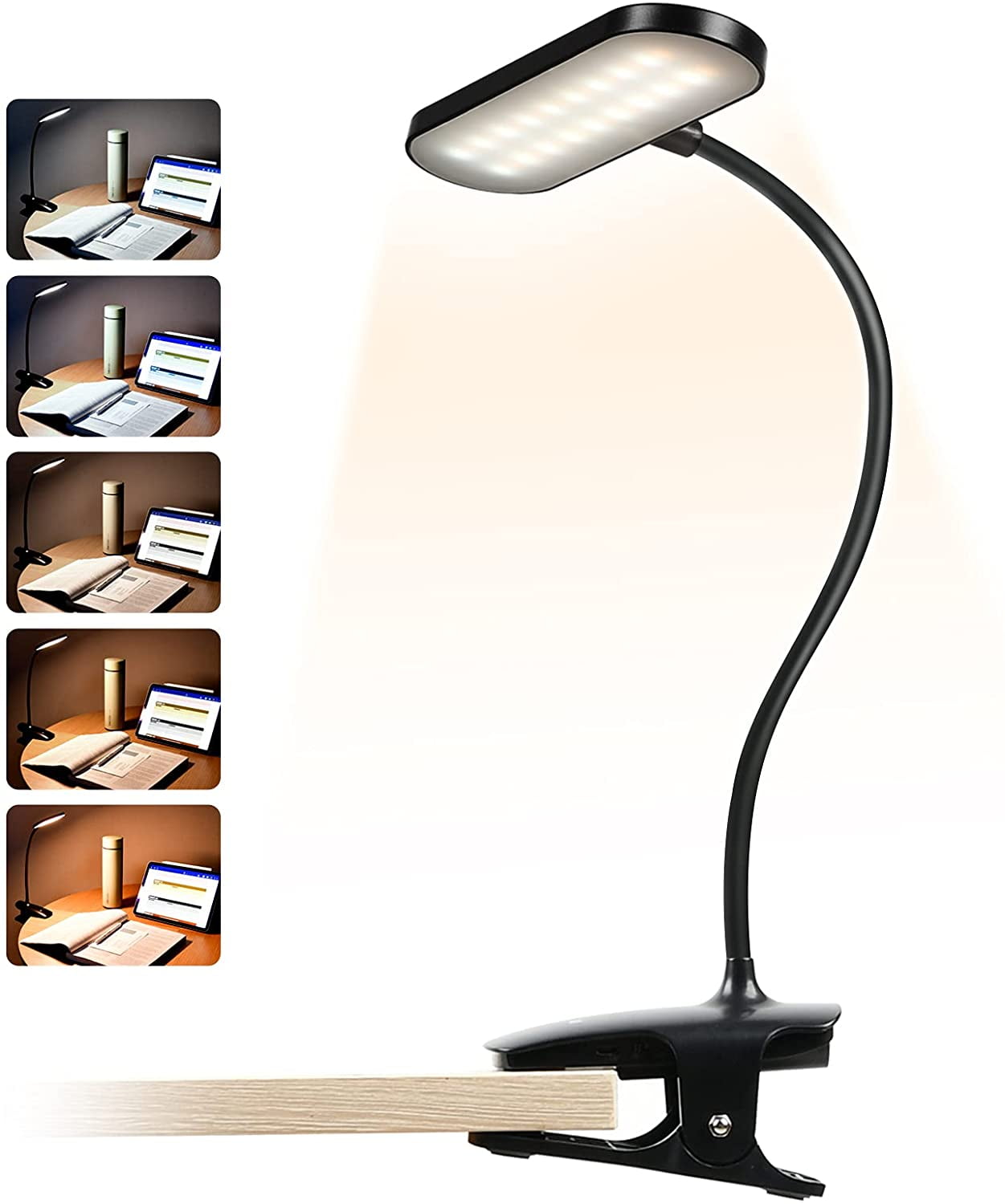 Clip On Reading Light, 36 LED, 5 Color & Brightness, Eye Protect, for ...