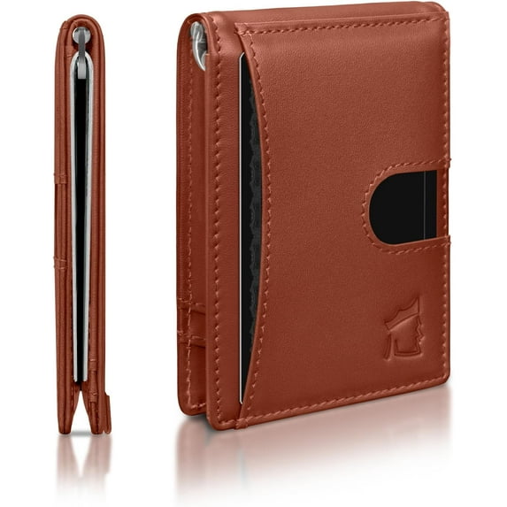 Clip Slim Leather Wallet for Men with RFID Blocking & Clip - Minimalist ...