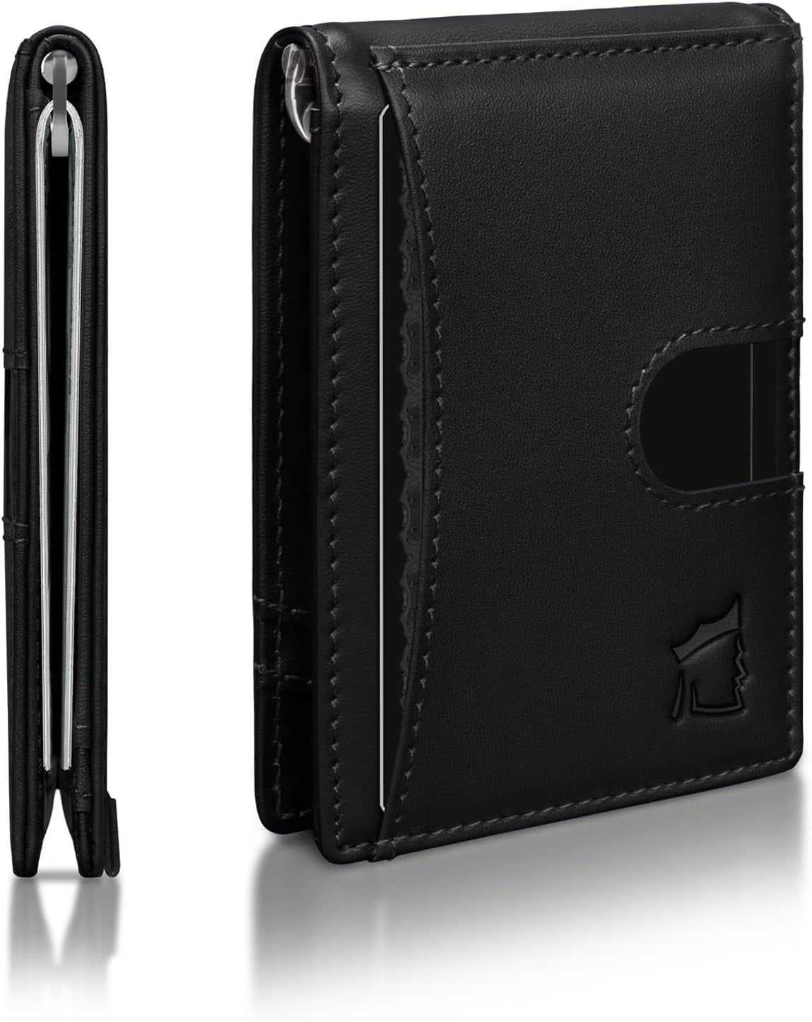 Clip Slim Leather Wallet for Men with RFID Blocking & Clip - Minimalist ...