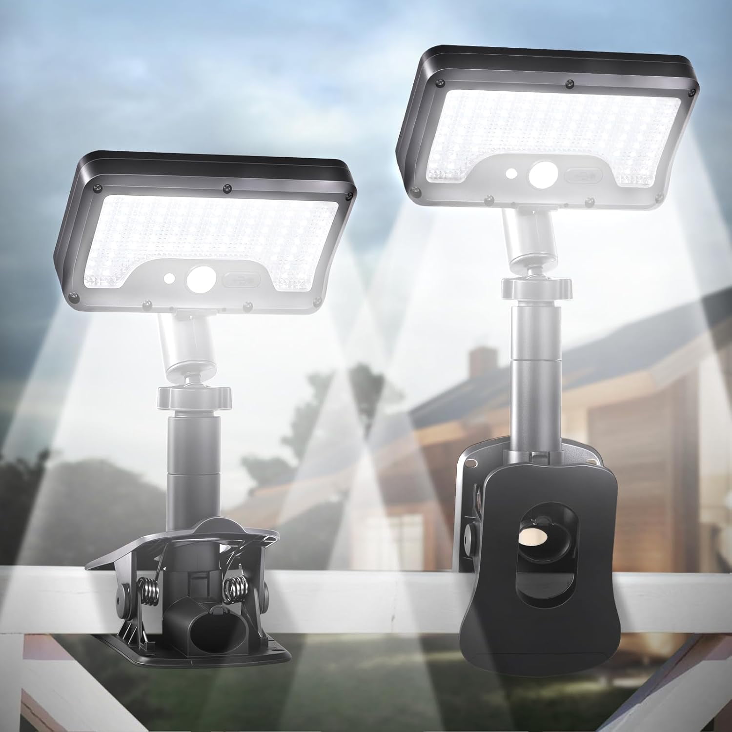Clip On Solar Lights Outdoor with Motion Sensor, 360°Rotatable ...