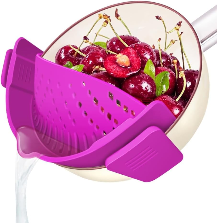 Clip on Strainer for Pots Pan Pasta, Silicone Food Strainer Hands-Free ...
