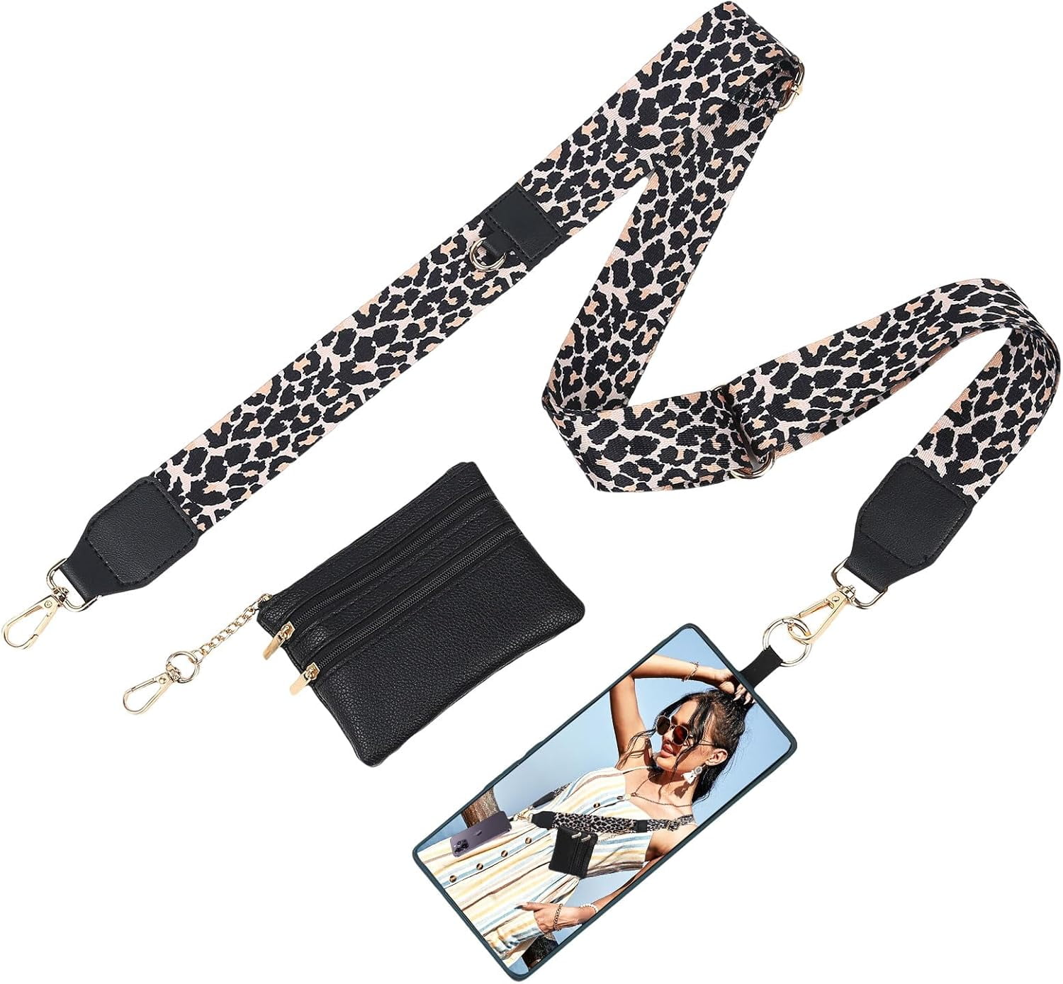 Clip and Go Phone Strap with Zipper Pouch- Stylish Adjustable Anti ...