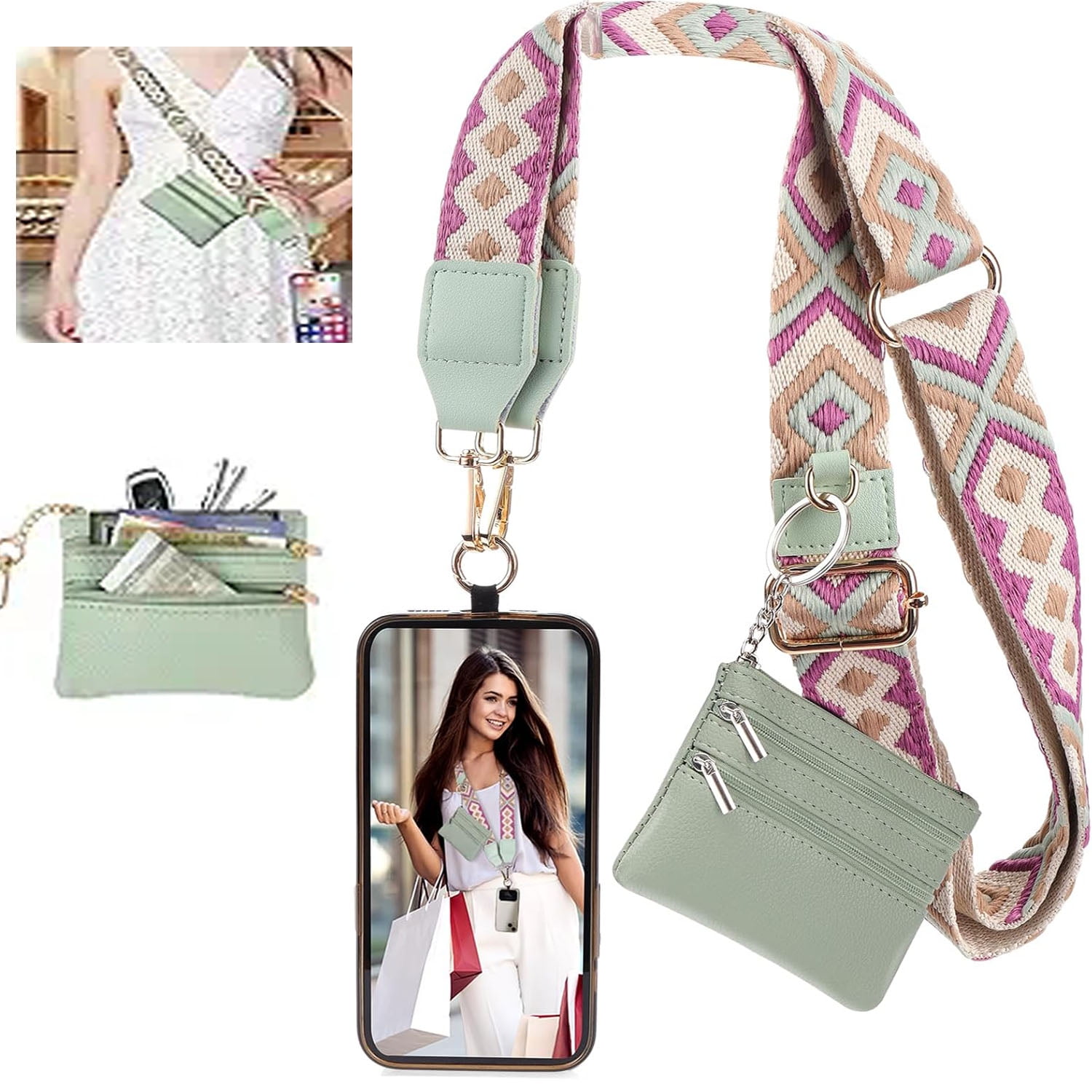 Clip and Go Strap for Phone With Wallet Crossbody, Phone Strap with ...