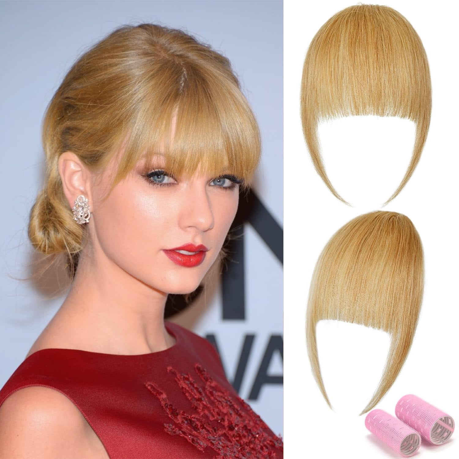 Clip in Bangs 100% Human Hair Bangs Clip on Air Bangs Golden Blonde ...