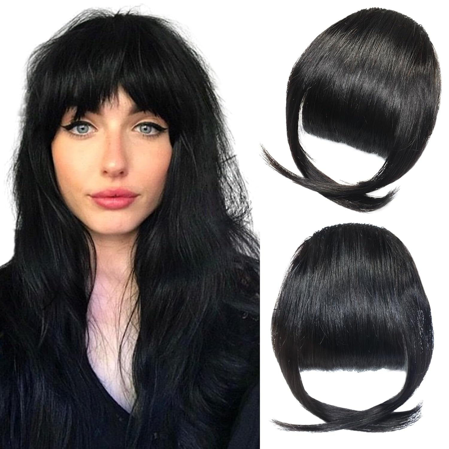 Clip in Bangs-100% Real Human Hair French Bangs Hairpieces Natural ...