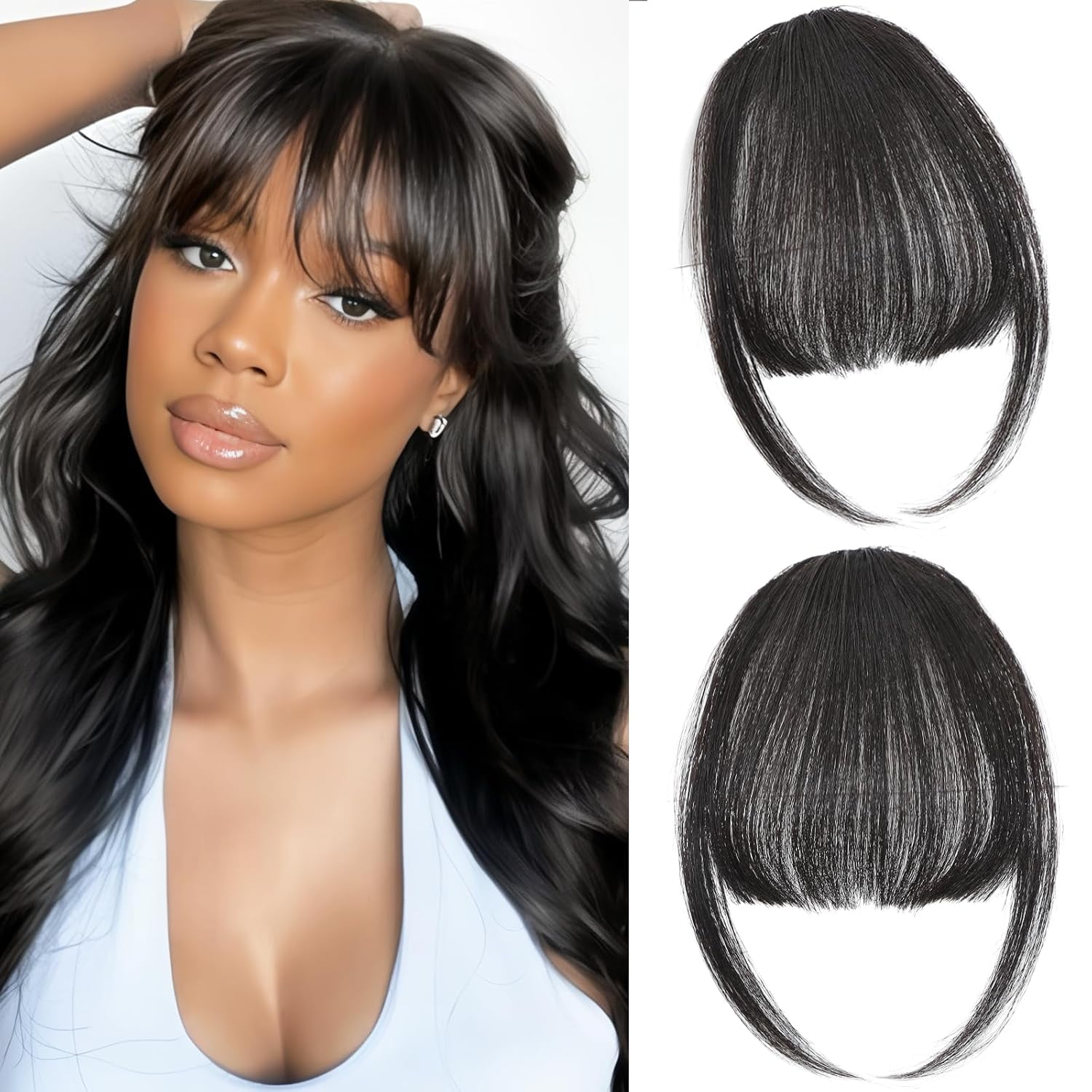 Clip in Bangs 100% Real Human Hair, Wispy Bangs Hair Clip, Fake Bang ...