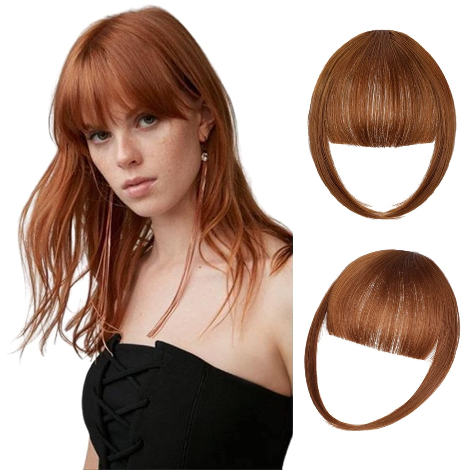 Clip in Bangs Hair Extensions Clip on Wispy Bangs Hair Fake Bangs in ...